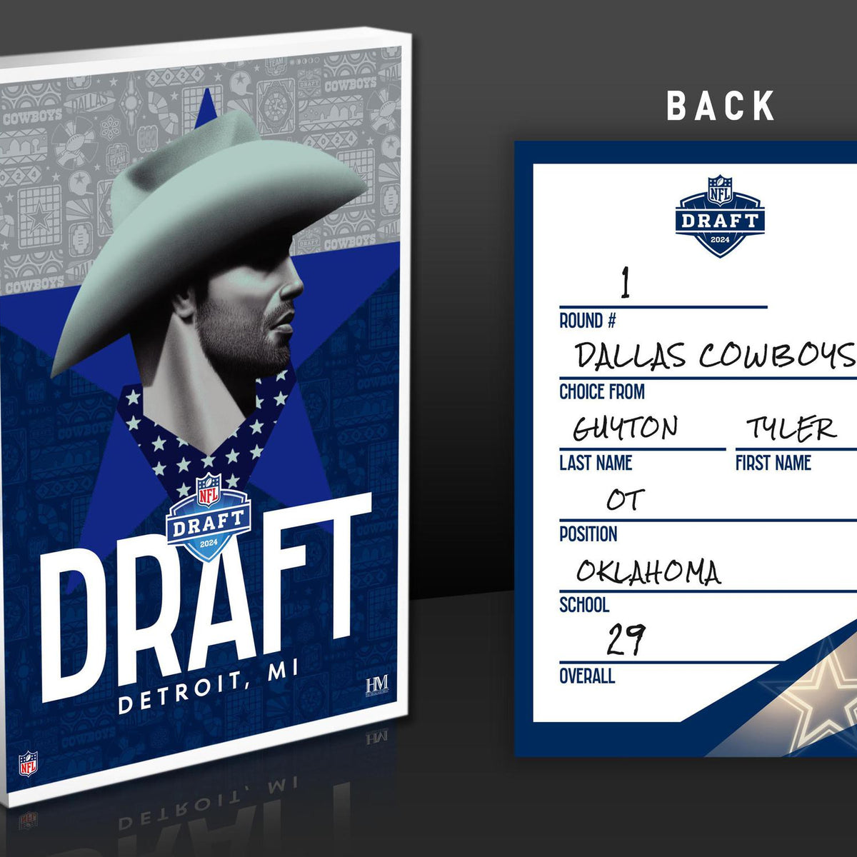 Cowboys Tyler Guyton 2024 NFL Draft Card 3D Acrylic Block – Pro ...