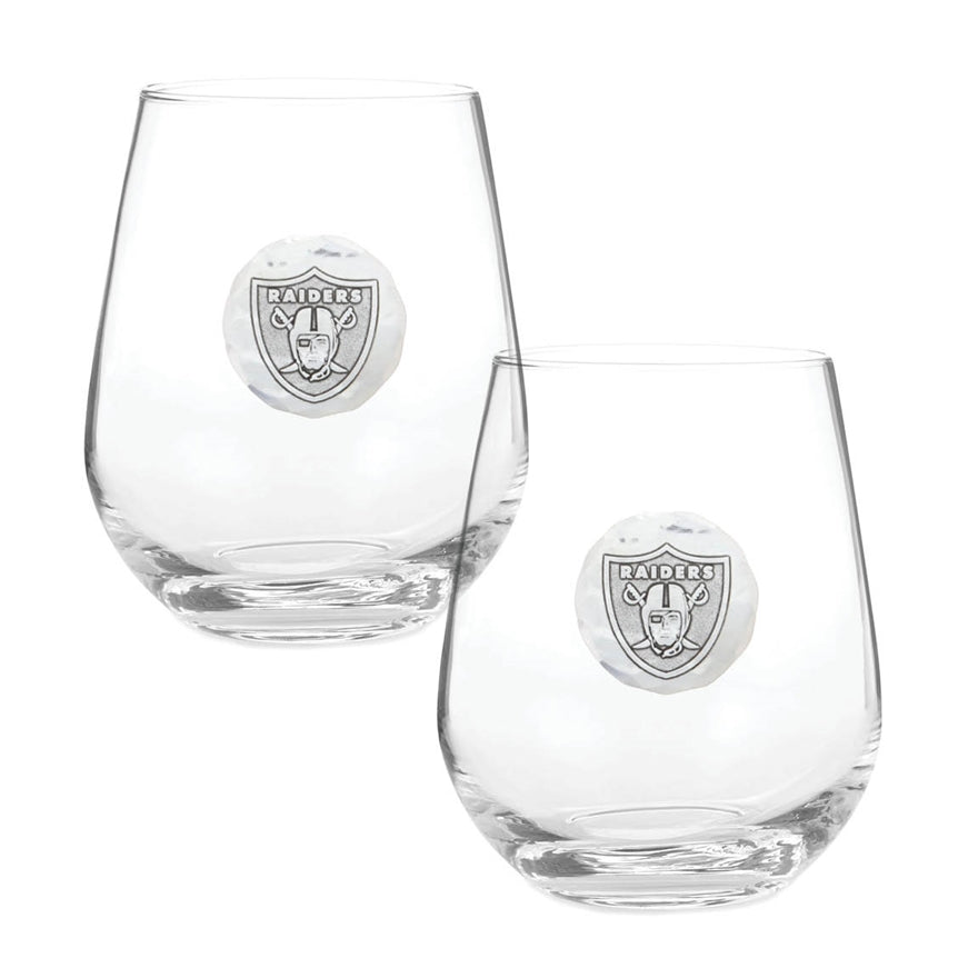 Las Vegas Raiders 2-Piece Stemless Wine Glass Set with Collectible Box ...