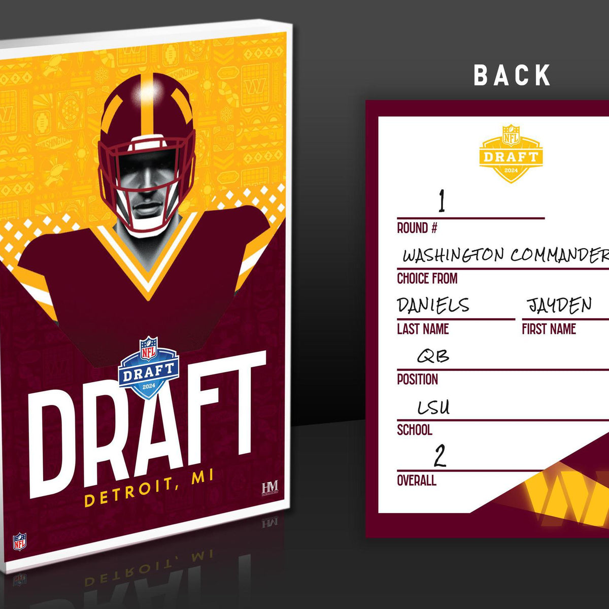 Commanders Jayden Daniels 2024 NFL Draft Card 3D Acrylic Block – Pro ...