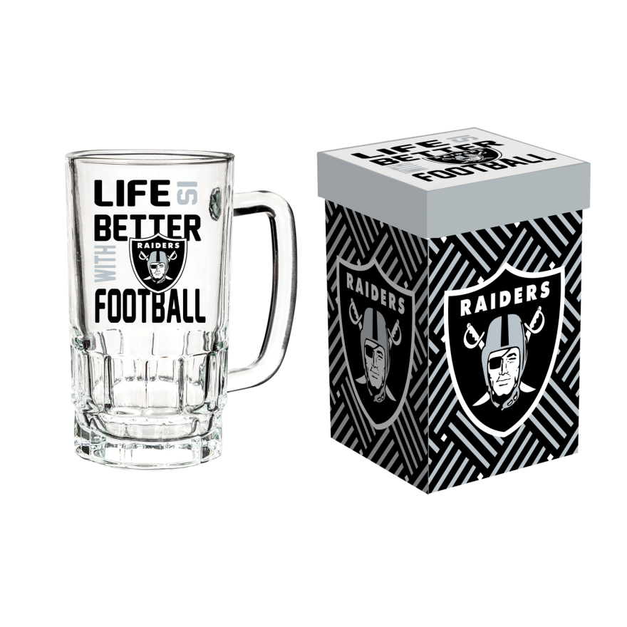 Raiders 16oz Glass Tankard Cup with Gift Box – Pro Football Hall of Fame