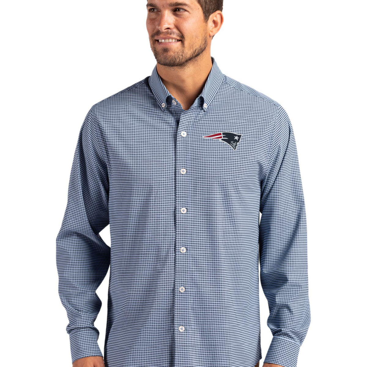 Patriots Cutter & Buck Men's Skyline Eco Gingham Button Down Shirt ...