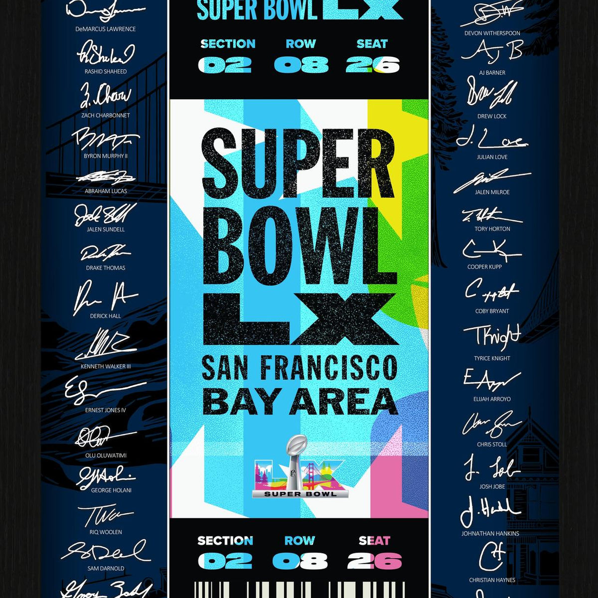 Seattle Seahawks 2026 NFC Champions Super Bowl LX Signature Ticket Fra ...