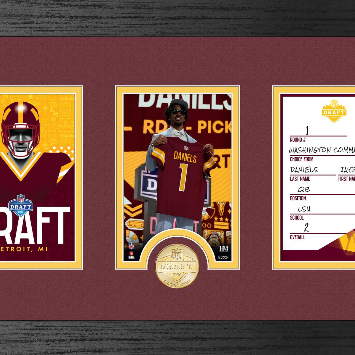 Commanders Jayden Daniels 2024 NFL Draft Card Bronze Coin Photo Mint ...