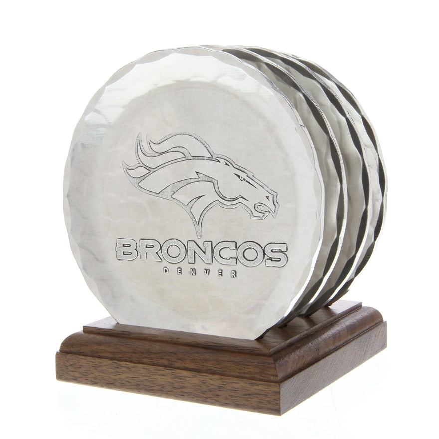 Denver Broncos 4-Piece Aluminum Coaster Set with Caddy – Pro Football ... Denver Broncos 4-Piece Aluminum Coaster Set with Caddy – Pro Football ...