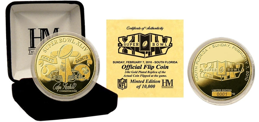 Super Bowl XLIV (44) Goldplate Flip Coin – Pro Football Hall of Fame