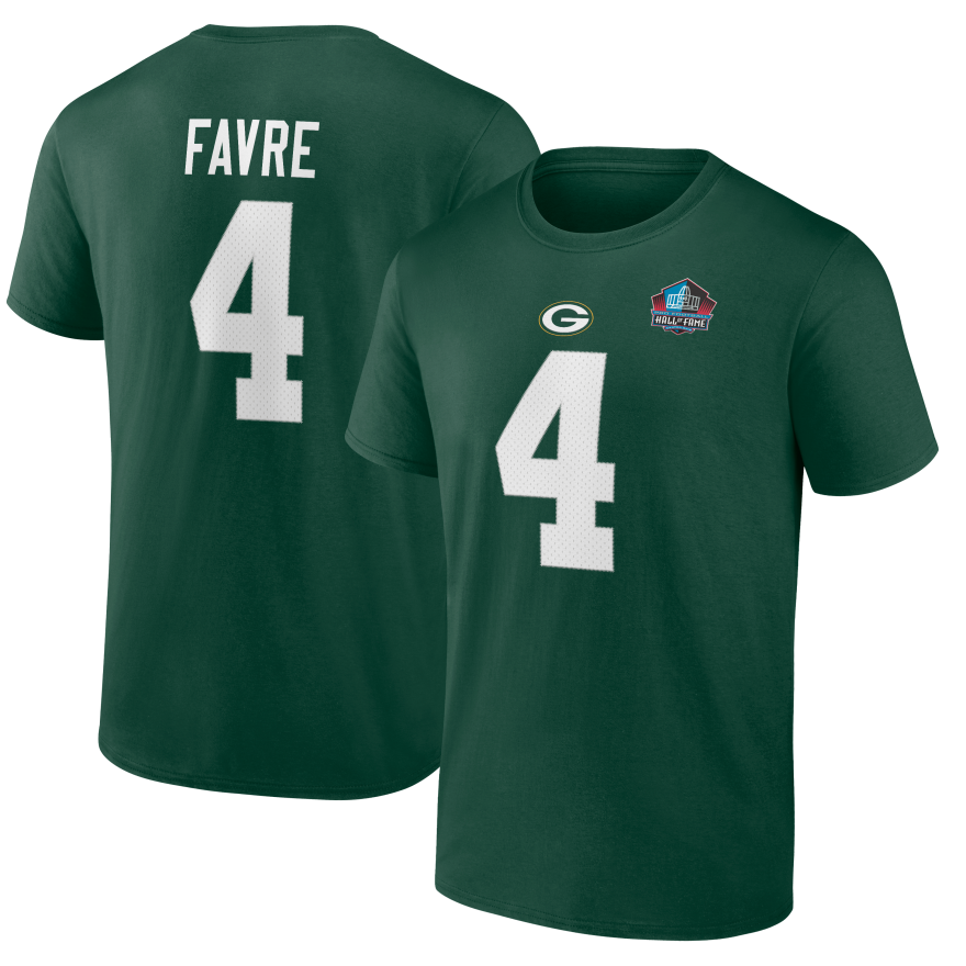 Packers Brett Favre Hall of Fame Name and Number T-Shirt – Pro Football ...