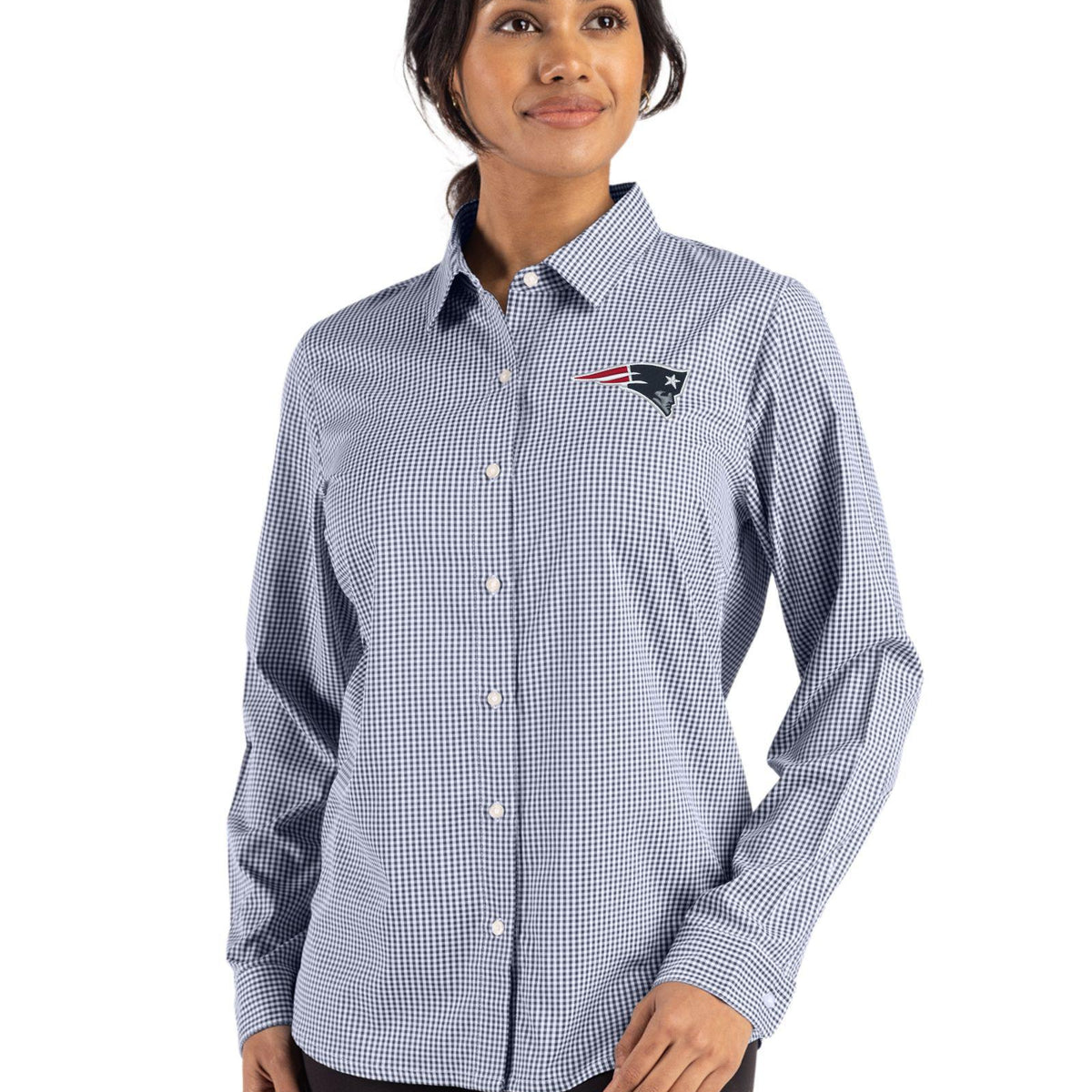 Patriots Cutter & Buck Women's Skyline Eco Gingham Button Down Shirt ...