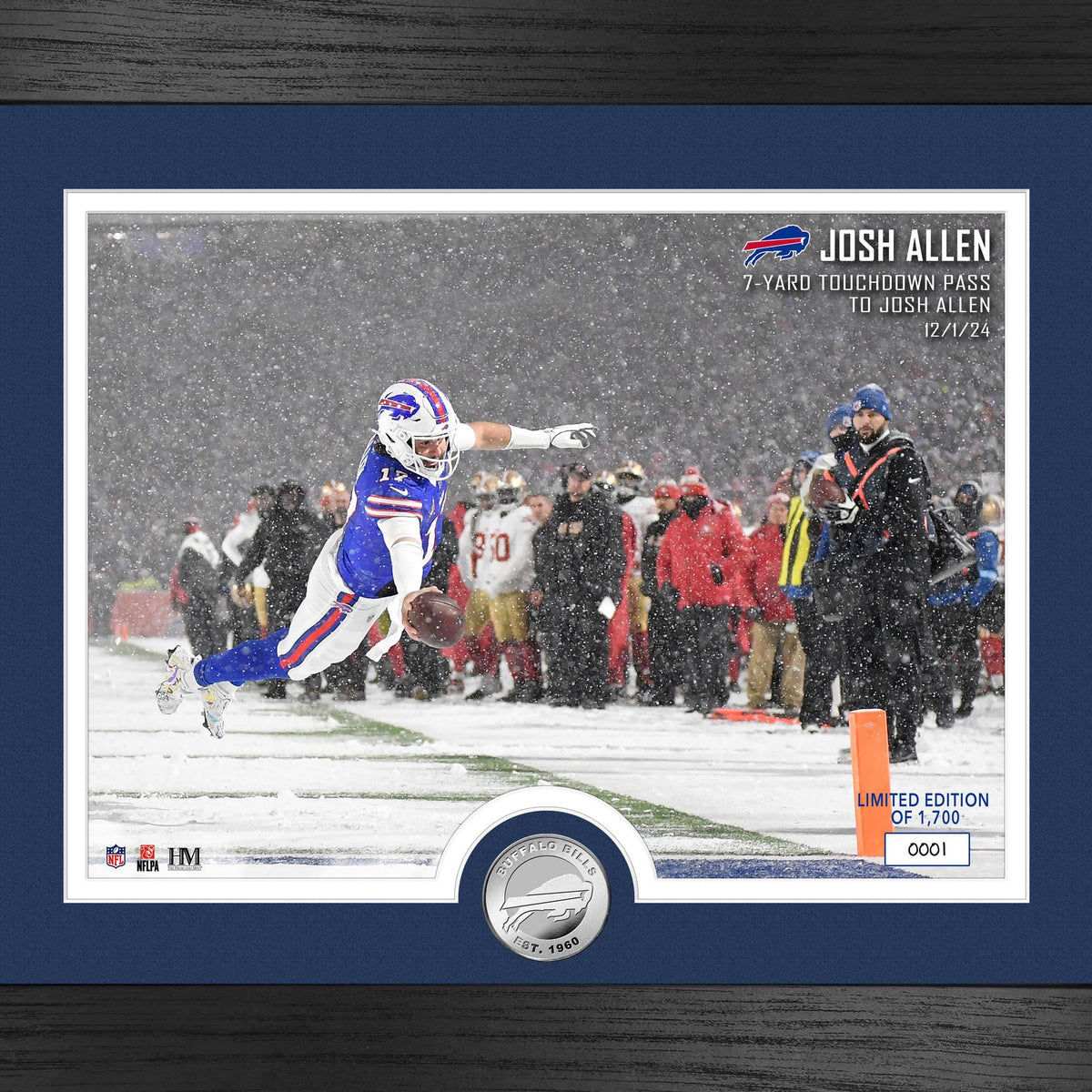 Josh Allen Snow Game TD Silver Coin Photo Mint – Pro Football Hall of Fame