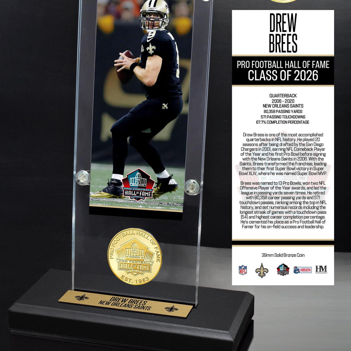 Drew Brees Class of 2026 Hall of Fame Induction Ticket and Bronze Coin ...