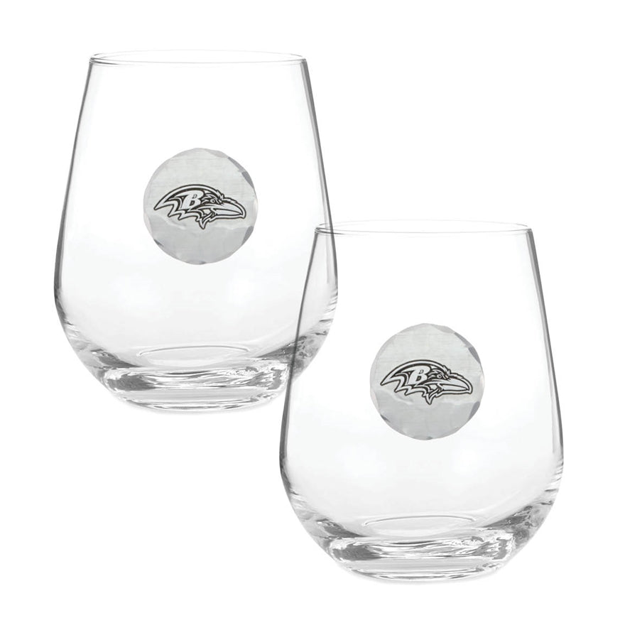 Baltimore Ravens 2-Piece Stemless Wine Glass Set with Collectible Box ...